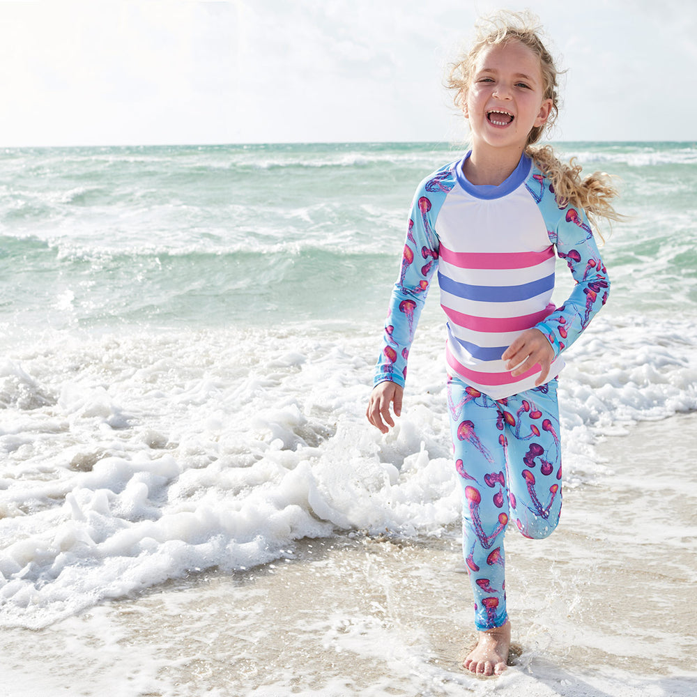 Pink Jellyfish 2pc Rash Guard Set UPF 50+ for Girls – Sun Pop Life